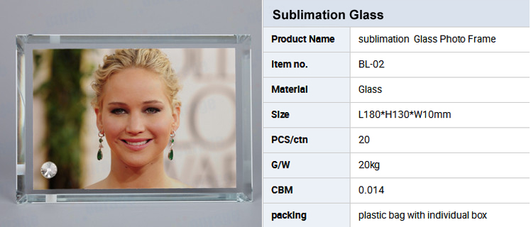 Sublimation Glass Photo Frame 6"Bevel Crystal Frame - Buy Sublimation ...